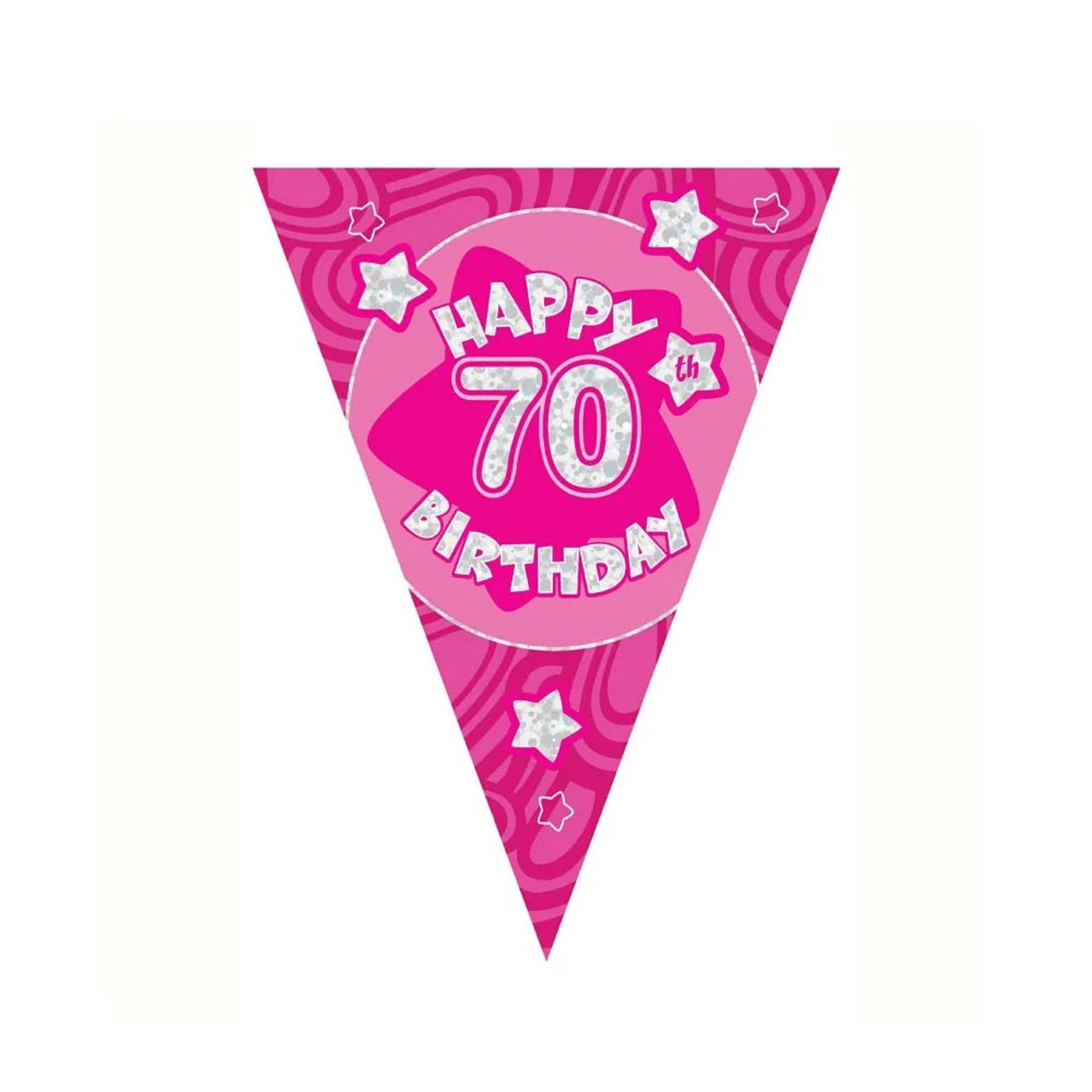 Apac Group Pink Holographic 70th Birthday Pink Bunting RRP £1.99 ...