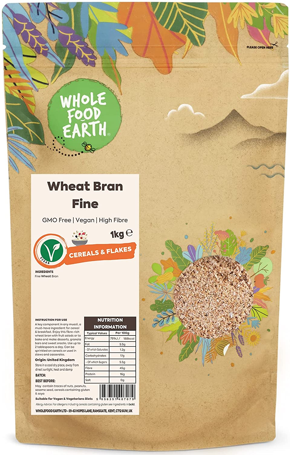 Wholefood Earth Wheat Bran Fine 1kg RRP £3.30 CLEARANCE XL £1.99 ...