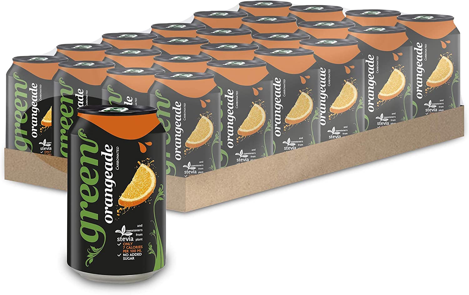 CASE PRICE 24x Green Cola Green Orangeade Can 330ml RRP £24 CLEARANCE ...