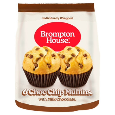 Brompton House 6 Choc Chip Muffins RRP £1.50 CLEARANCE XL 89p or 2 for ...