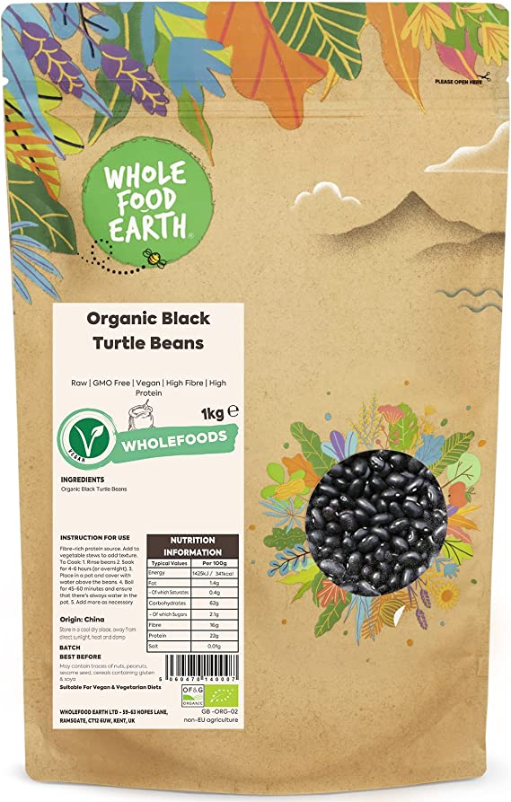 Wholefood Earth Organic Black Turtle Beans 1kg (July - Oct 22) RRP £6. ...