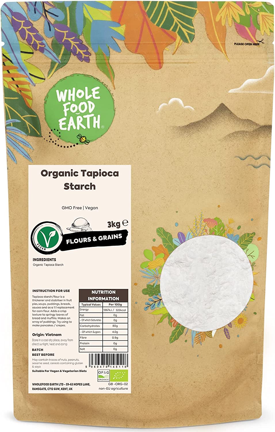 Wholefood Earth Tapioca Starch 3kg RRP £17.50 CLEARANCE XL £9.99 ...