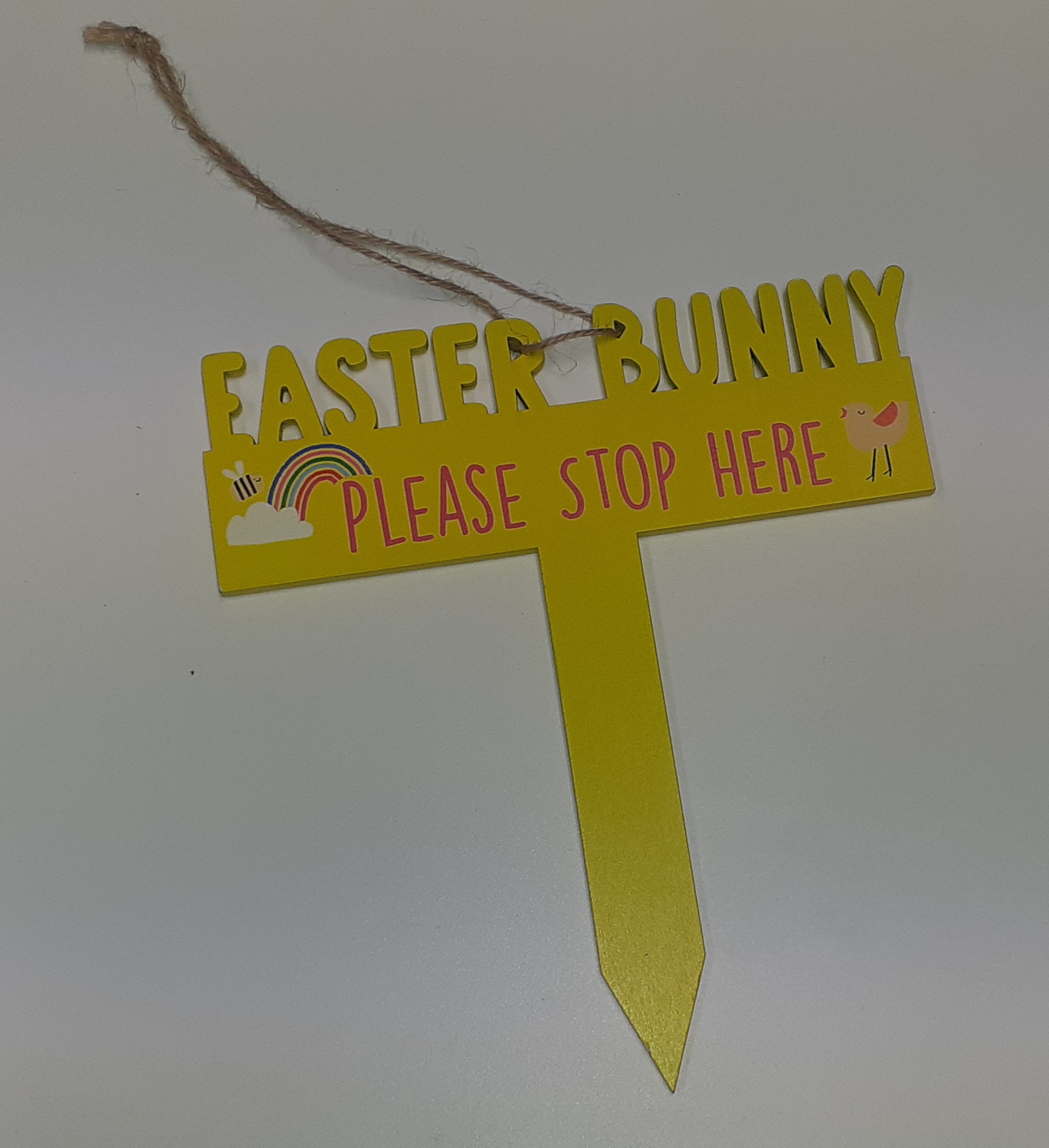 George Yellow "Easter Bunny Please Stop Here" Fork Sign RRP £2 ...