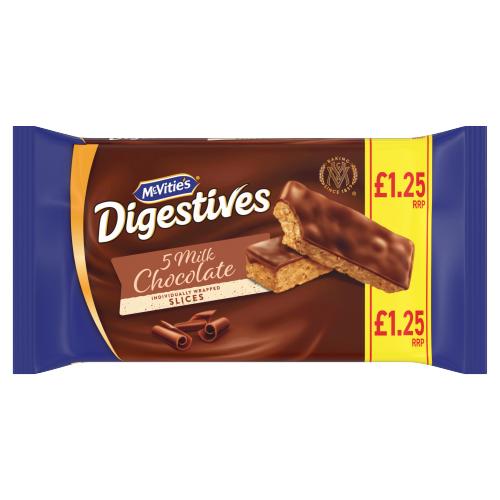 McVities Digestives Milk Chocolate Slices 5 Pack (Mar 24) RRP £1.25 ...