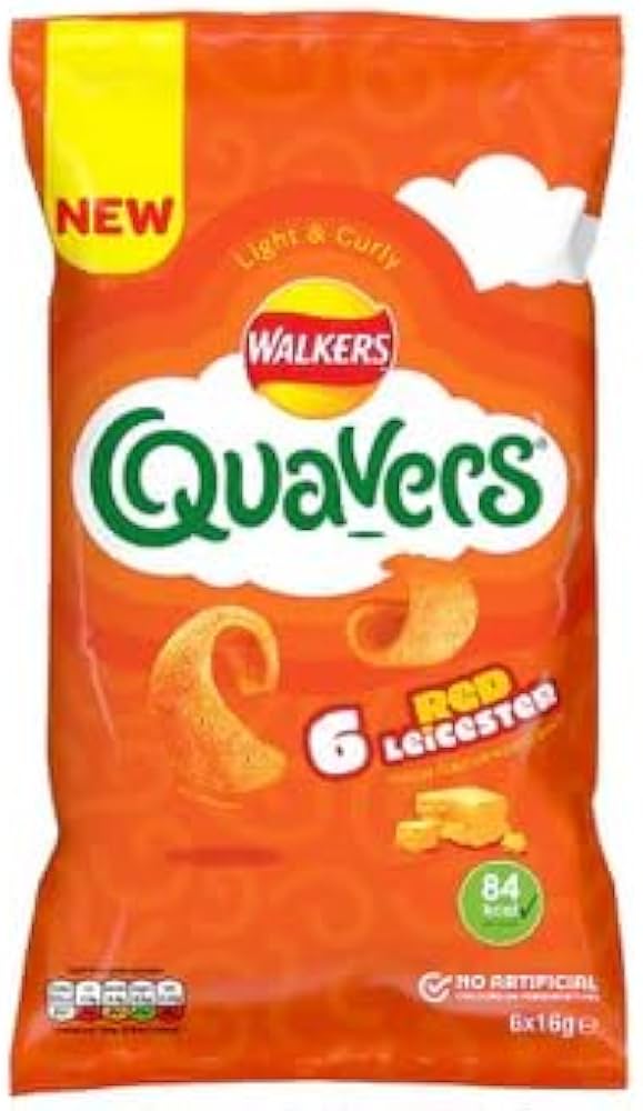 Walkers Quavers Red Leicester Multipack Crisps 6 x 16g RRP £2.15 ...