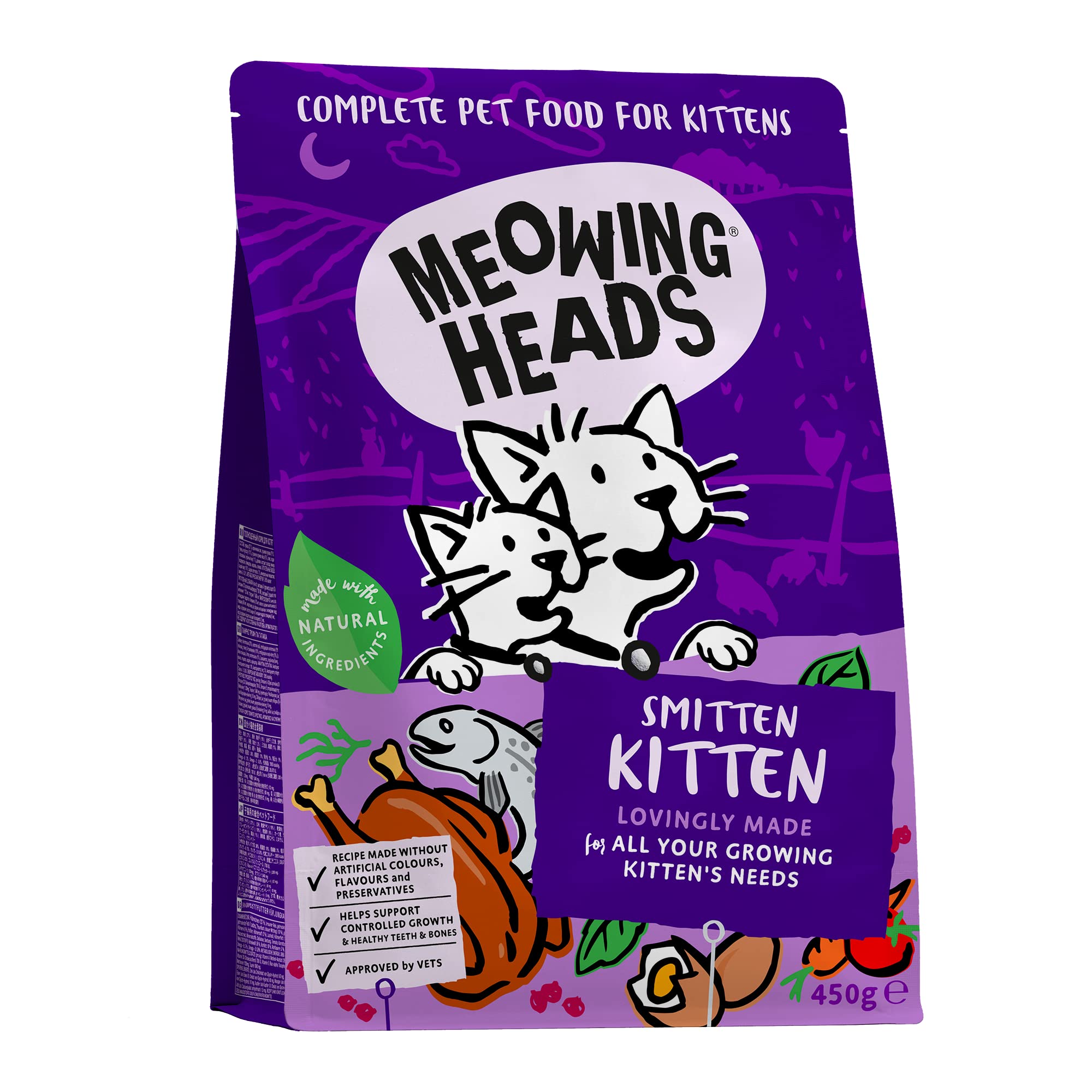 Meowing Heads Dry Cat Food for Kittens Smitten Kitten 450g RRP £7.25 ...